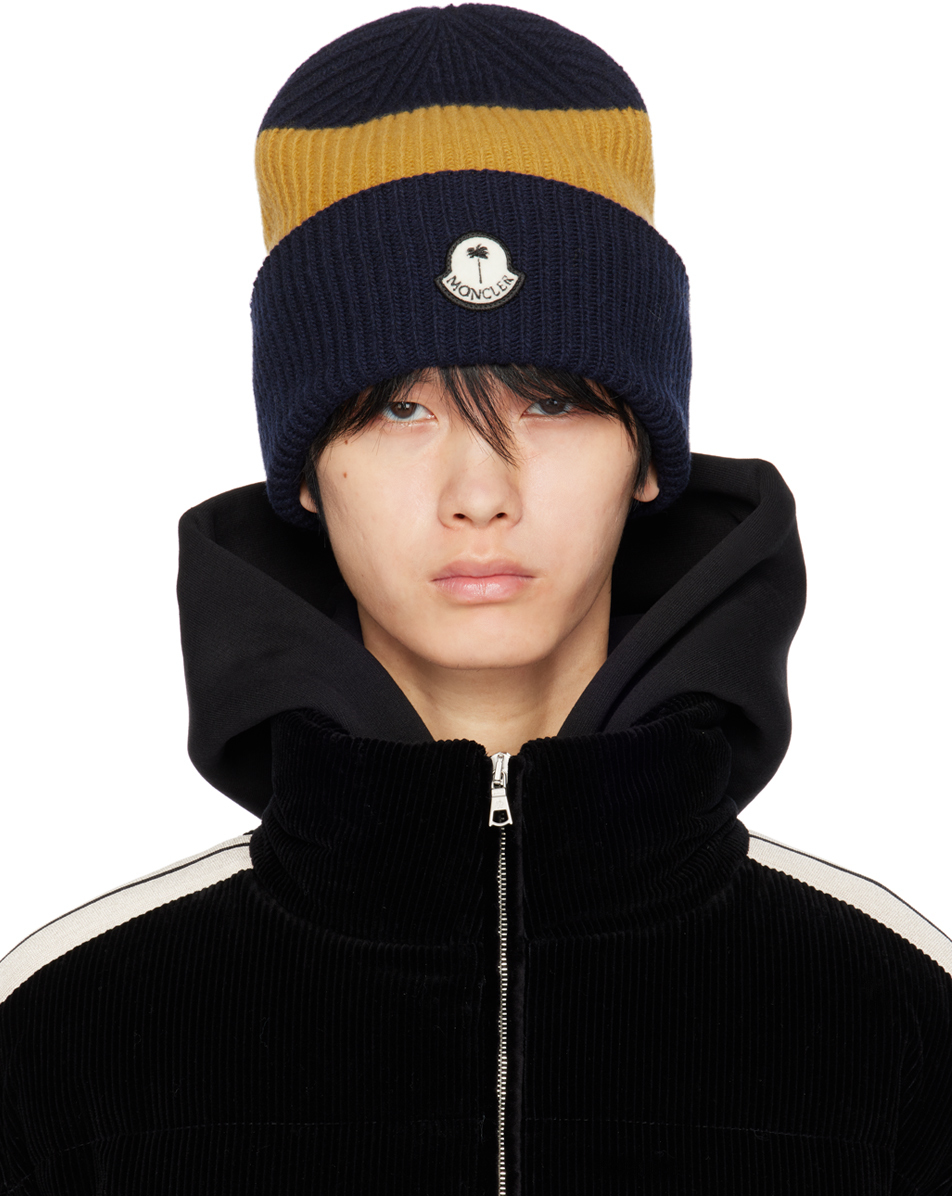 Moncler X Palm Angels Beanie - Navy Yellow Stripe | Editorialist